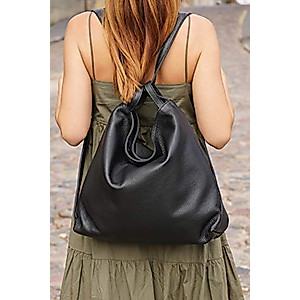 Women Leather Backpack Purse- Handmade Convertible Hobo Shoulder Bag from Genuine Leather