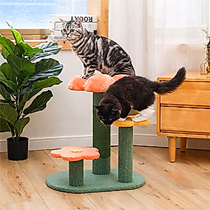 PET WONDERLAND Flower cat Tree Activity with Scratching Post Pink - Small Indoor Cats Tower Natural sisal Scratcher Climbing Cute cat Tree