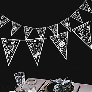 White Triangle Garland Bunting for Wedding Party Hanging Decorations Décor Backdrop Mothers Day Valentines Bridal Anniversary Engagement Birthday Party Decoration