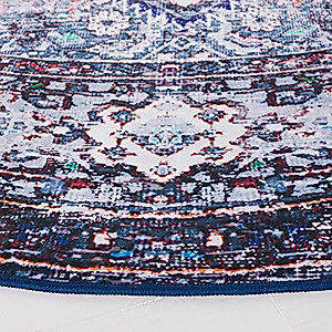 SAFAVIEH Tucson Collection Area Rug - 6' Round, Beige & Green, Persian Medallion Design, Non-Shedding Machine Washable & Slip Resistant Ideal for High Traffic Areas in Living Room, Bedroom (TSN198C)