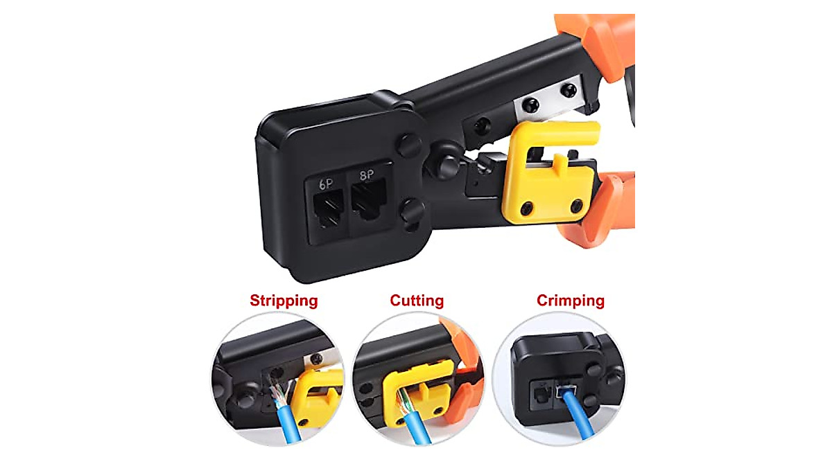 RJ45 Crimp Tool: Ethernet Crimper & 50 Connectors
