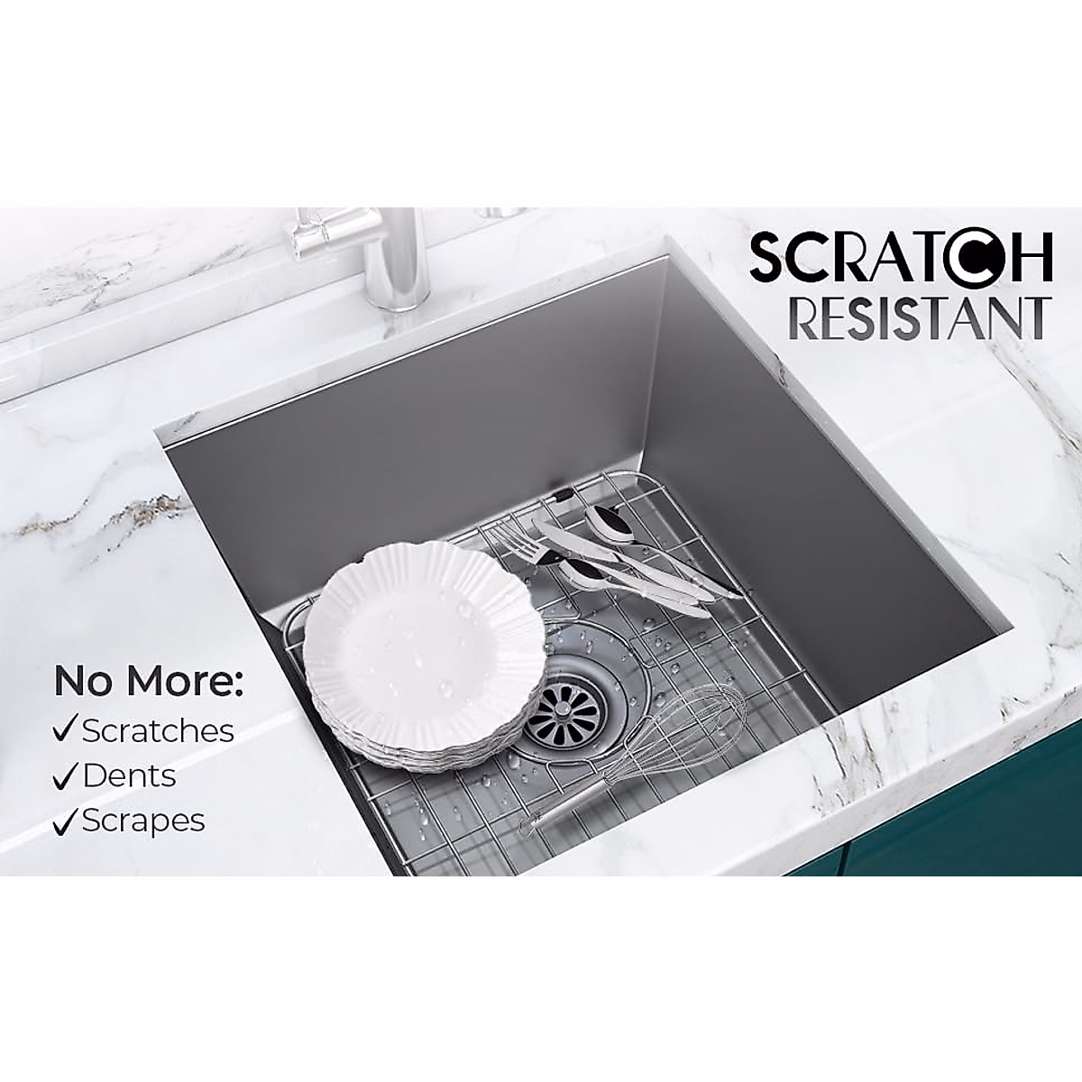 HW-Kitchen 24" x 12" Sink Protector for Kitchen Sink - Stainless Steel Kitchen Sink Rack for Bottom for Sink - Sink Mat - Sink Drying Rack - Kitchen sink protector - Farm Sink Rack for Bottom of Sink