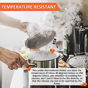 2Pcs Candy Thermometer Pot Clip Holder, Coldairsoap Silicone Non-Scratch Pot Clip, Universal Barbecue Temp Probe Clip to Measure Temperature of Oil, Deep Fryer and Cooking Melting Pot