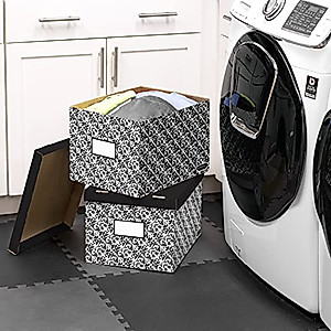 Bankers Box 0035501 Decorative Storage Box with Lids, Black and White, 10 Pack