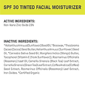 Raw Elements Tinted Facial Moisturizer All-Natural Sunscreen | Non-Nano Zinc Oxide, 95% Organic, Water Resistant, Reef Safe, Non-GMO, Cruelty-Free, SPF 30+, Reusable Tin, Reef-Safe, 1.8oz (1-Pack)