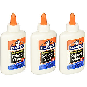 Elmers Liquid School Glue qUOaZh, Washable, 4 Ounces, 3 Count