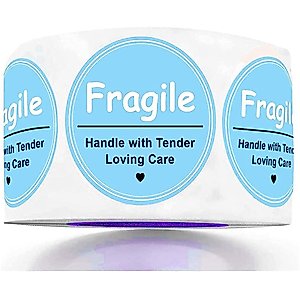 2" Cute Blue Fragile Hand with Love Shipping Sticker for Personal Gift Bag，Envelope Gift Jewelry Bag and mailing Packages (500 pcs) (Blue)