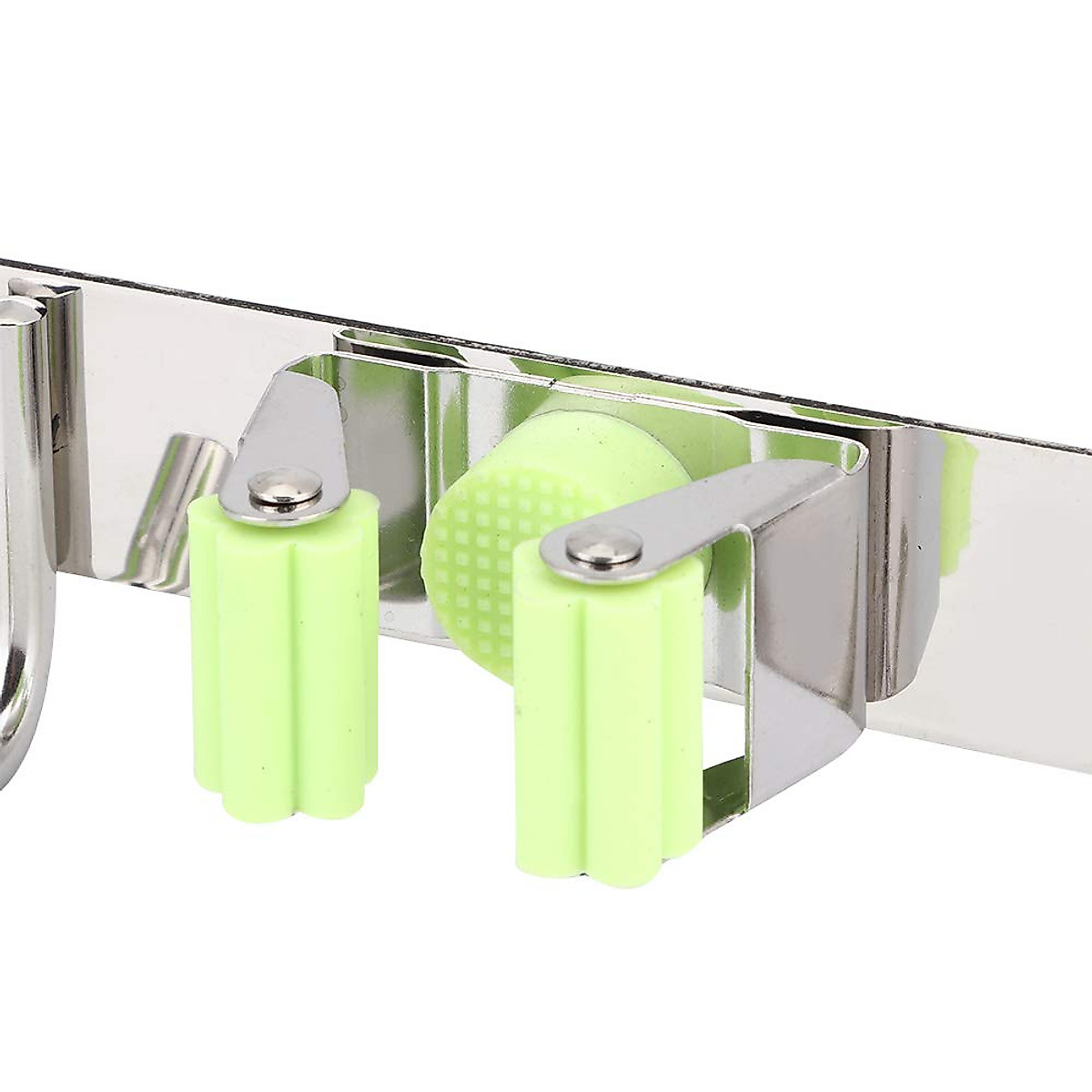 Pissente Mop Hanger Wall Broom Door with 3 Clips and 4 Hooks Hanging Stainless Steel Wallshade Mop Support for Balcony Garden Bathroom Kitchen