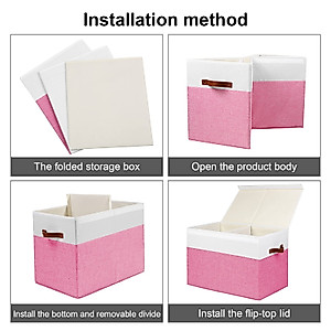 Gowee Large Toy Storage Box with Lid, Sturdy Toys Storage Chest Bin Organizer Basket with Dividers