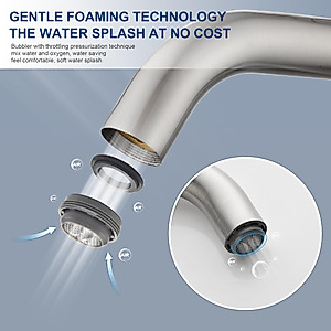 PHICHI Brushed Nickel Single-Handle Bathroom Faucet, 1 or 3 Hole Basin Bath Tap with Pop Up Drain and Deck Plate, Modern One-Hole RV Faucet Washbasin Faucet Countertop