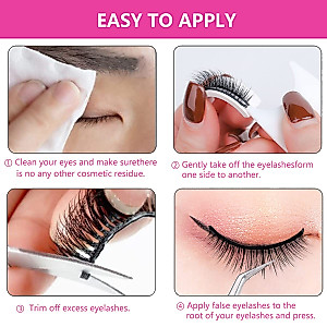 Reusable Self Adhesive Eyelashes, Reusable Adhesive Eyelashes, Self Adhesive Eyelashes Reusable Self Sticking, No Glue Eyelashes, False Eyelashes Natural Look(2-Pairs)