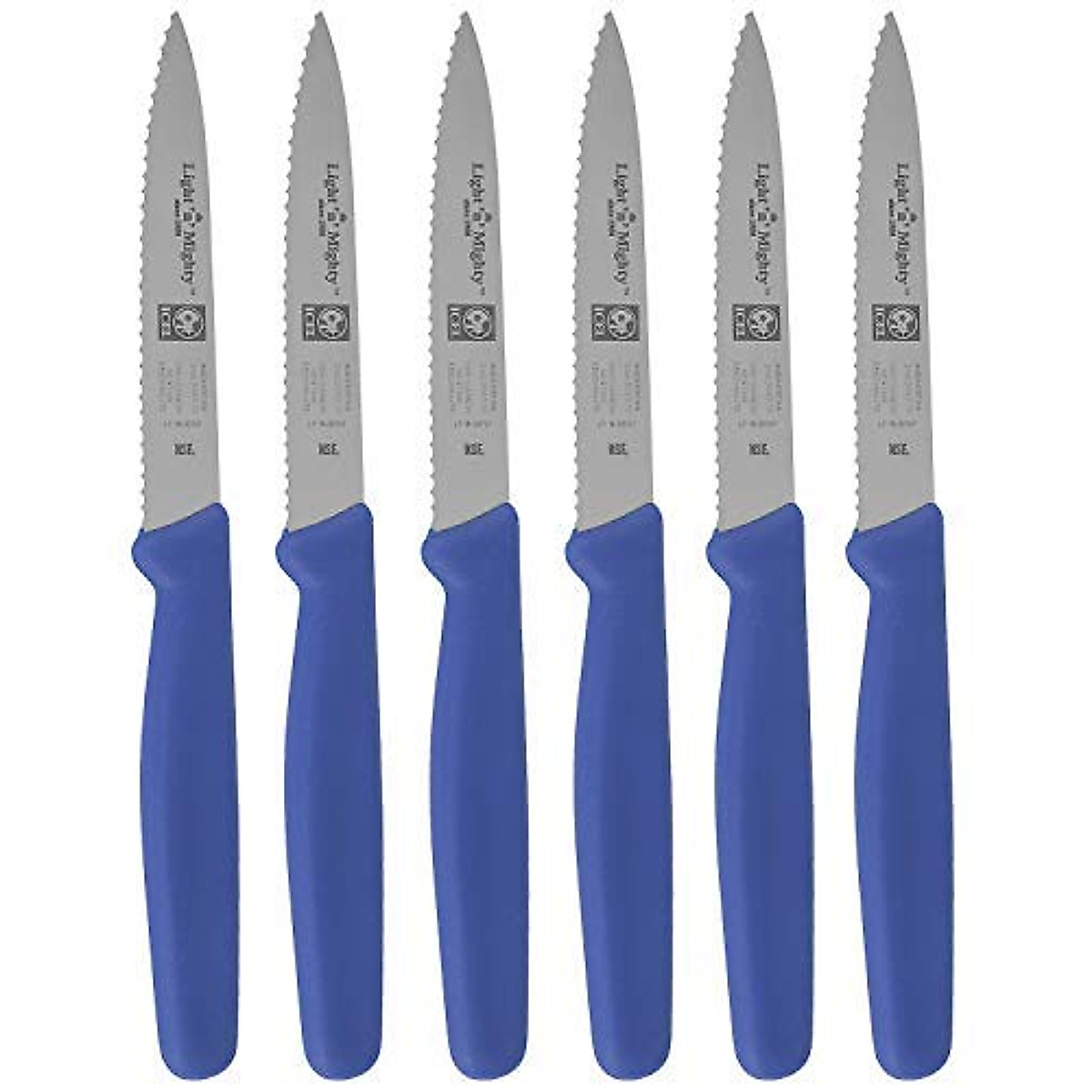Paring Knives Set – Serrated Paring Knife Set of 6 Blue – Stainless Steel Kitchen Paring Knives – Small Kitchen Knives for Slicing, Dicing, Chopping, Meal Prep – 4-inch Blade Sharp Paring Knives