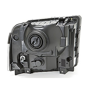 HEADLIGHTSDEPOT Conversion to 05-07 Style Harley-Style Black Housing Halogen Headlights Compatible With Ford Excursion F-250 F-350 F-450 F-550 Super Duty 1999-2007