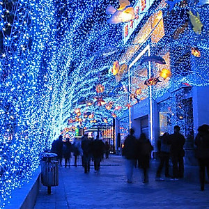 CREAMOON Christmas Net Lights Outdoor Rainproof Net Light with 8 Lighting Modes Hanging String Mesh Lights for Christmas Trees, Wedding, Garden, Party Outdoor Decorations(US Plug)