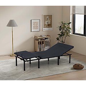 FTOPBTB Twin XL Electric Metal Adjustable Bed Base Frame, Ergonomic Folding Bed Base with Motorized Head Foot Incline, Advanced Smooth Silent Operation, Quick and Easy Assembly, Black