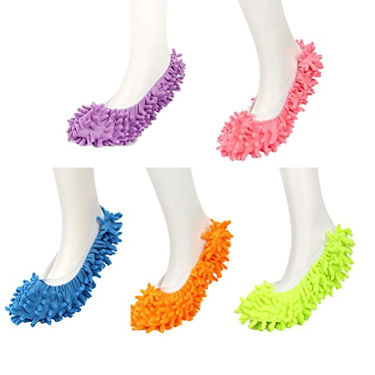YINUOWEI 5 Pairs/10 pcs Washable Dust Mop Slippers Shoes Cover Soft Washable Reusable Microfiber Cleaning Mop Slippers Floor Dust Hair Cleaners Multi-Function Cleaning Shows Cover
