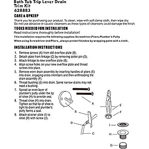 Artiwell Trip Lever Tub Trim Kit Set With Trip Lever Overflow Face Plate, Trip Lever Bathtub Drain with Strainer, Overflow and Matching Screws (MATT BLACK)