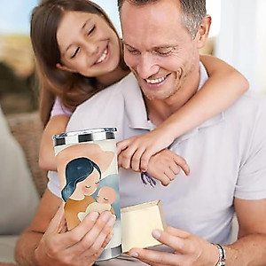 FOCIUZTA 20oz Whimsical Maternal Illustration Tumbler with lid, Travel Coffee Cup, Ideal for Easter, Mother Day, and birthday gifts