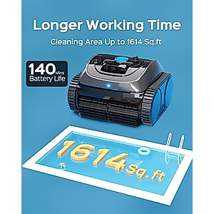 WYBOT Cordless Robotic Pool Vacuum, 140mins Runtime, Robotic Pool Cleaner with Upgraded Triple-Motor, Wall Climbing, Intelligent Route Planning, for Pools up to 1,614 Sq.ft