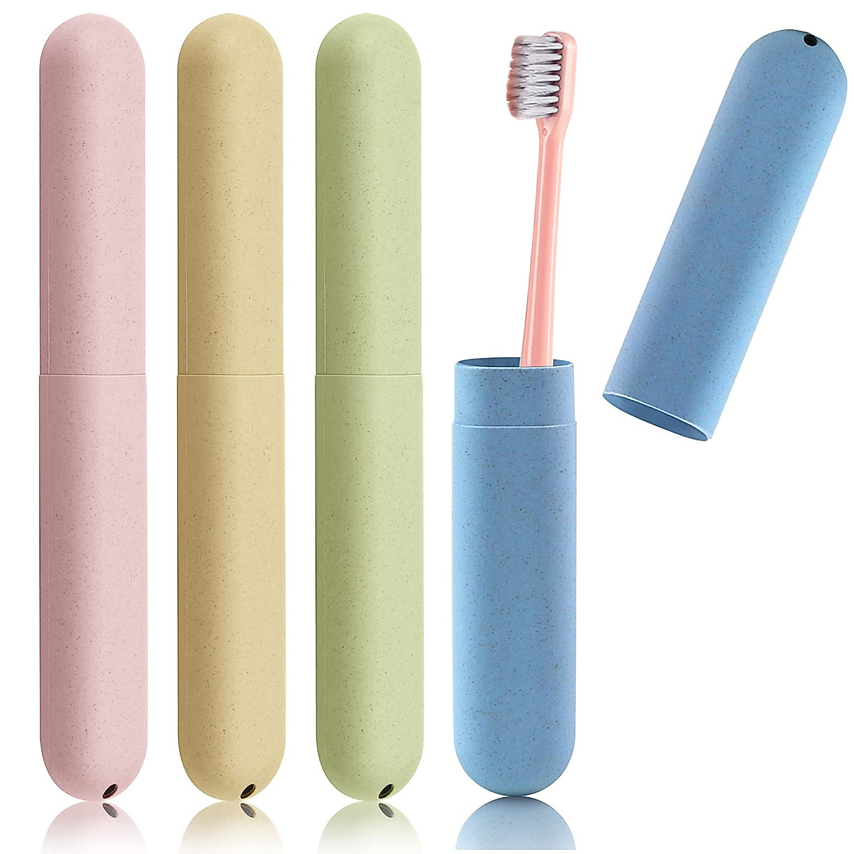 Oomcu Pack of 4 Travel Toothbrush Case, 4 Color Toothbrush Case Holder Portable Breathable Toothbrush Storage for Home, Camping, School, Travel
