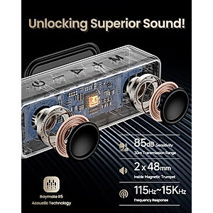 Raymate Bluetooth Speakers, 20W IPX7 Waterproof Speaker Wireless Bluetooth-V5.0, HiFi Stereo Sound, 1000mins Playtime, Portable Speaker for Outdoor