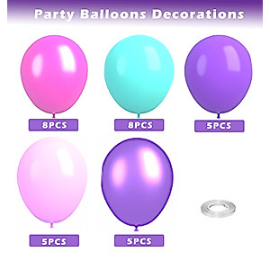 Pink Purple Teal Balloons, 12 Inch Pink Purple Teal Balloon Metallic Purple Balloon for Girls Birthday Wedding Decorations EngagementSupplies Bridal Baby Shower