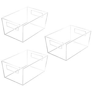 Richard Homewares Clear Plastic Storage Bins for Kitchen Cabinet, Pantry, Bathroom Organizer-Makeup Holder Closet Containers with Handles for Toys and Shoes. 10.1 x 6.81 x 4.64. Pack of 3