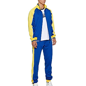 Litteking Men's Tracksuits Sweat Suit Casual Long Sleeve 2 Piece Outfit Sports Jogging Suits Set Blue XL