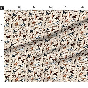 Spoonflower Fabric - Paint Horses Tan Brown Animals Horse Printed on Petal Signature Cotton Fabric by The Yard - Sewing Quilting Apparel Crafts Decor
