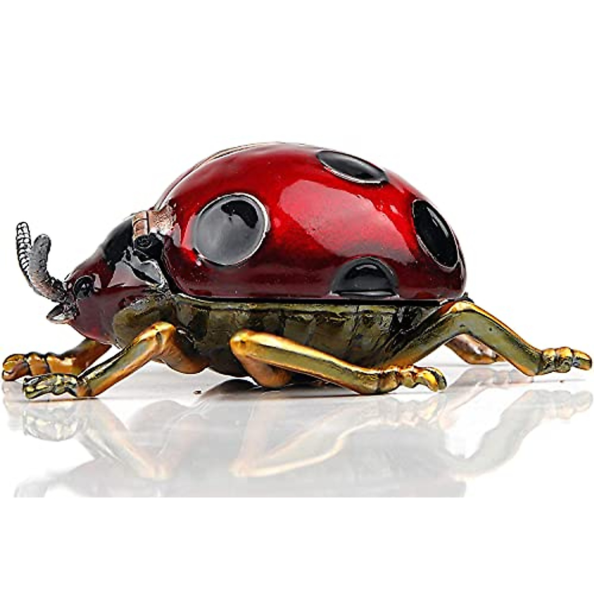 SEVENBEES Red Ladybug Figurines CollectiblesTrinket Box Hinged With Rich Enamel And Sparkling Rhinestones Jewelry Boxes Gift
