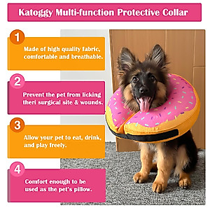 Katoggy Inflatable Dog Cone Collar for Dogs After Surgery, Soft Adjustable Blow up Donut Dog E-Collar for Small Medium Large Dog and Cats
