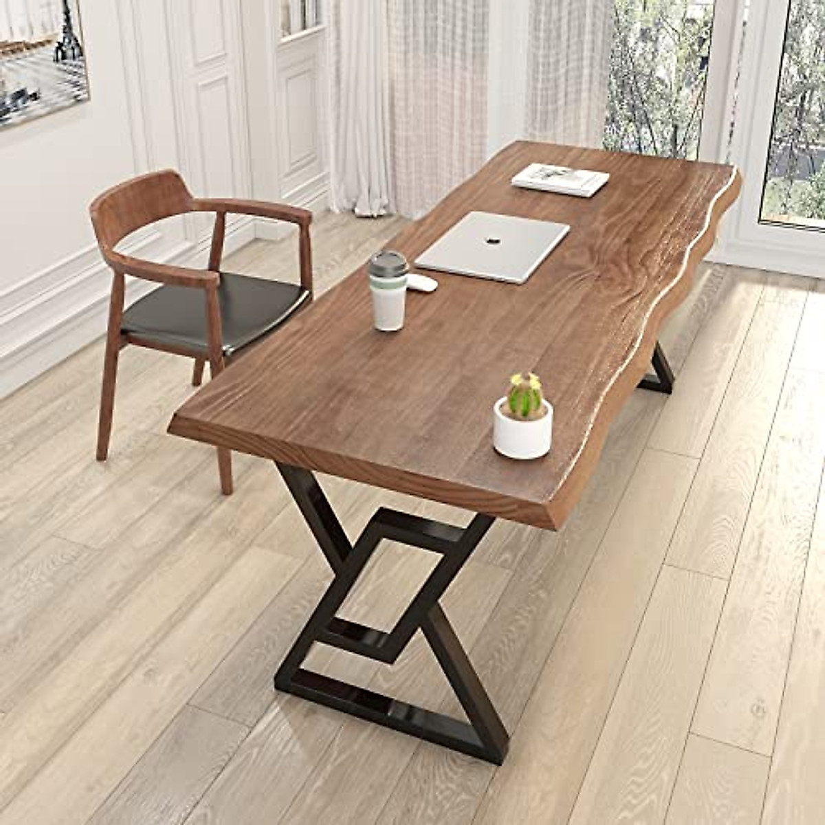 YOUYUCAI 55-inch Solid Wood Computer Desk Desktop Home Simple Modern Long Desk Double Desk Writing Desk Workbench,a01