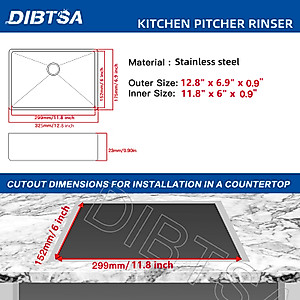 DIBTSA Pitcher Rinser, Espresso Rinser, Drain and Drip Tray, Stainless Steel Bar Glass Rinser for Sink, Cup Washer Spray Rinser for Home Kitchen Hotel Cafe Restaurant (12.8 x 6.9 x 0.9 inch,Black)