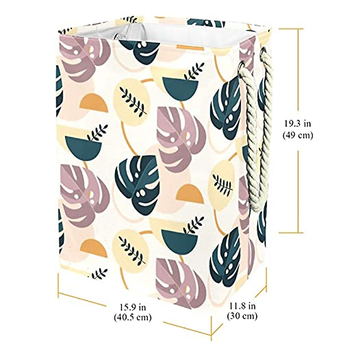 DEYYA Waterproof Laundry Baskets Tall Sturdy Foldable Retro Leaves Print Hamper for Adult Kids Teen Boys Girls in Bedrooms Bathroom