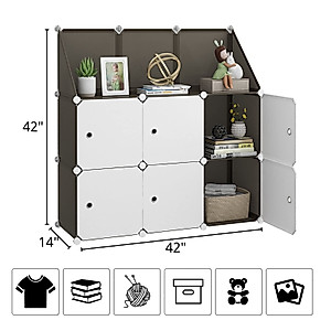 Aeitc Cube Storage Closet Organizer Cube Organizers Storage Shelves for Bedroom, Living Room, Office, Brown+white