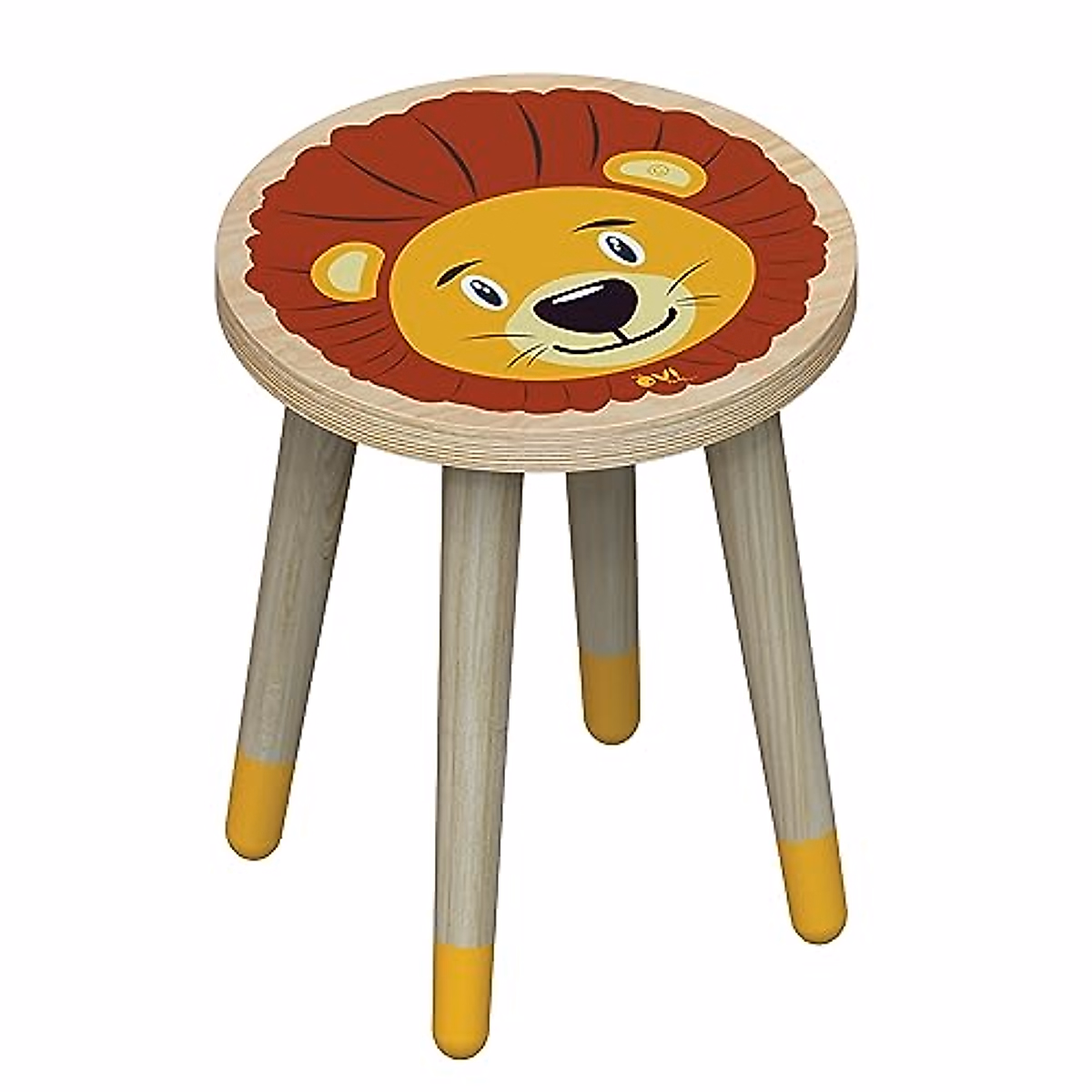 THE OVI FAMILY Kid’s Stool -12 inch Non-Slip Folding Step Stool,Wooden Chair, Lightweight Assembled Four-Legged Sitting Stool- Kitchen,Bathroom, Bedroom, Classroom, Playroom (Lion)