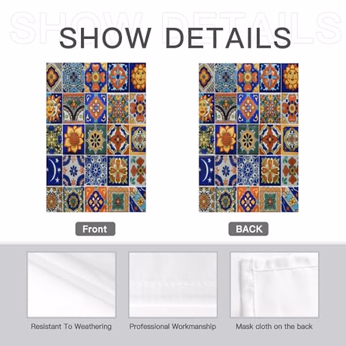 Double-sided garden flag Retro Talavera Tiles Mexican Folk Art Outdoor Flag Garden Flag Yard Outdoor Decoration （12×18in）.