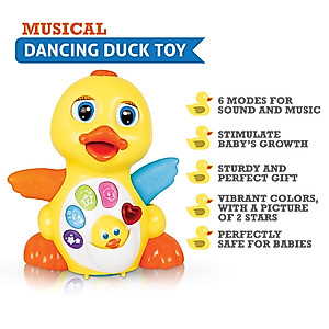 CifToys Light Up Duck Toy, Musical Baby Toys, Walking Flapping Dancing Duck Toys for 3 2 1 Year Old Gifts, Toddler Toys- Dancing, Singing, Electronic Duck Toy with Lights and Adjustable Sound