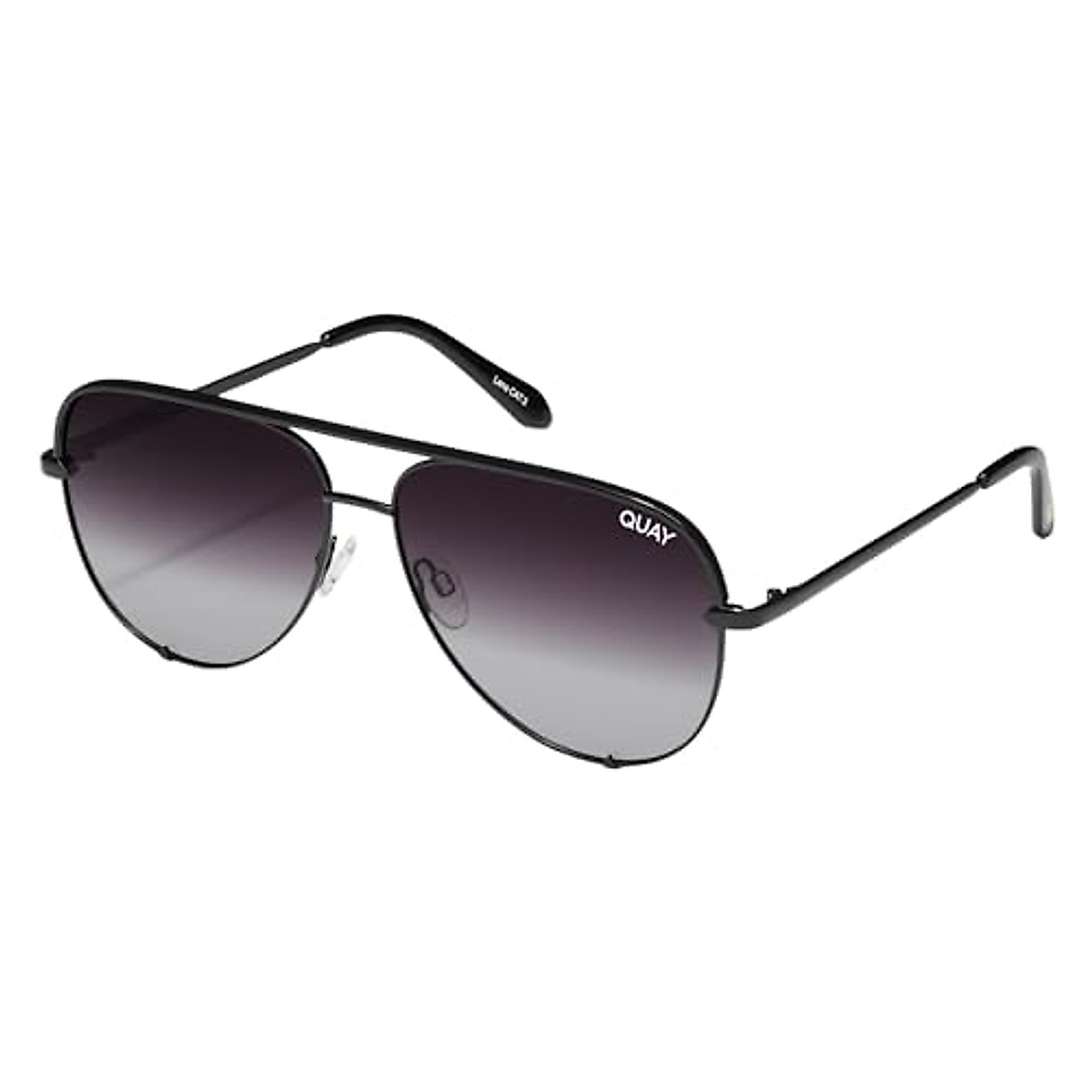 Quay Round Aviator Lenses with UV Protection, Oversized Sunglasses, Black/Fade Polarized, One Size