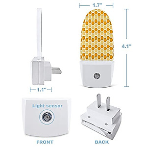 Womenfocus Night Light, Geometric Honeycomb Hexagon Yellow Night Light for Kids, Night Lights for Bedroom Decor Bathroom Decor, Night Lights Plug Into Wall, LED Light Energy Efficient Wall Lights