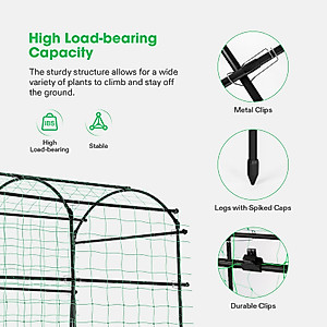 VIVOSUN 7Ft. Arch Trellis for Climbing Plants, 7 x 6 x 7ft Tall Metal Tunnel Trellis, Lightweight Metal Plant Support Archway with Nylon Netting for Climbing Vine, Vegetables, Fruits, Flowers, Black