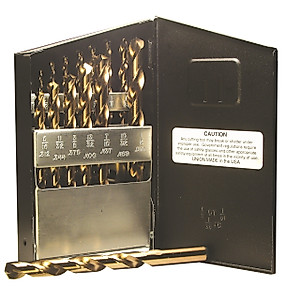 Viking Drill and Tool 68340 Type 240-D 135 Degree Split Point Cobalt Jobber Gold Finish Drill Set (15 Piece)