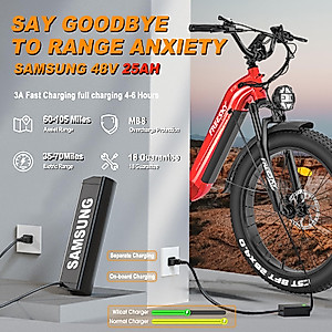 FREESKY Electric Bike for Adults with 1600W Power Motor, Full Suspension Ebikes up to 35MPH & 105Miles Max Range, 48V 25AH Removable Battery, 27" Fat Tire, Step-Thru E-Bike for Women/Men