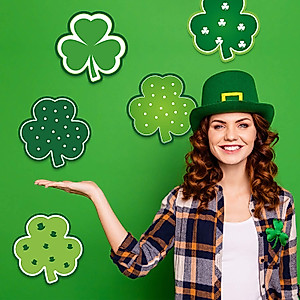 St. Patrick's Day Decoration Shamrocks Clover Cut-Outs Shamrocks Irish Paper Cut-Outs with Adhesive Dots for Bulletin Board Classroom School Ireland Saint Patrick's Day Party, 5.9 x 5.9 Inch (40 Pcs)