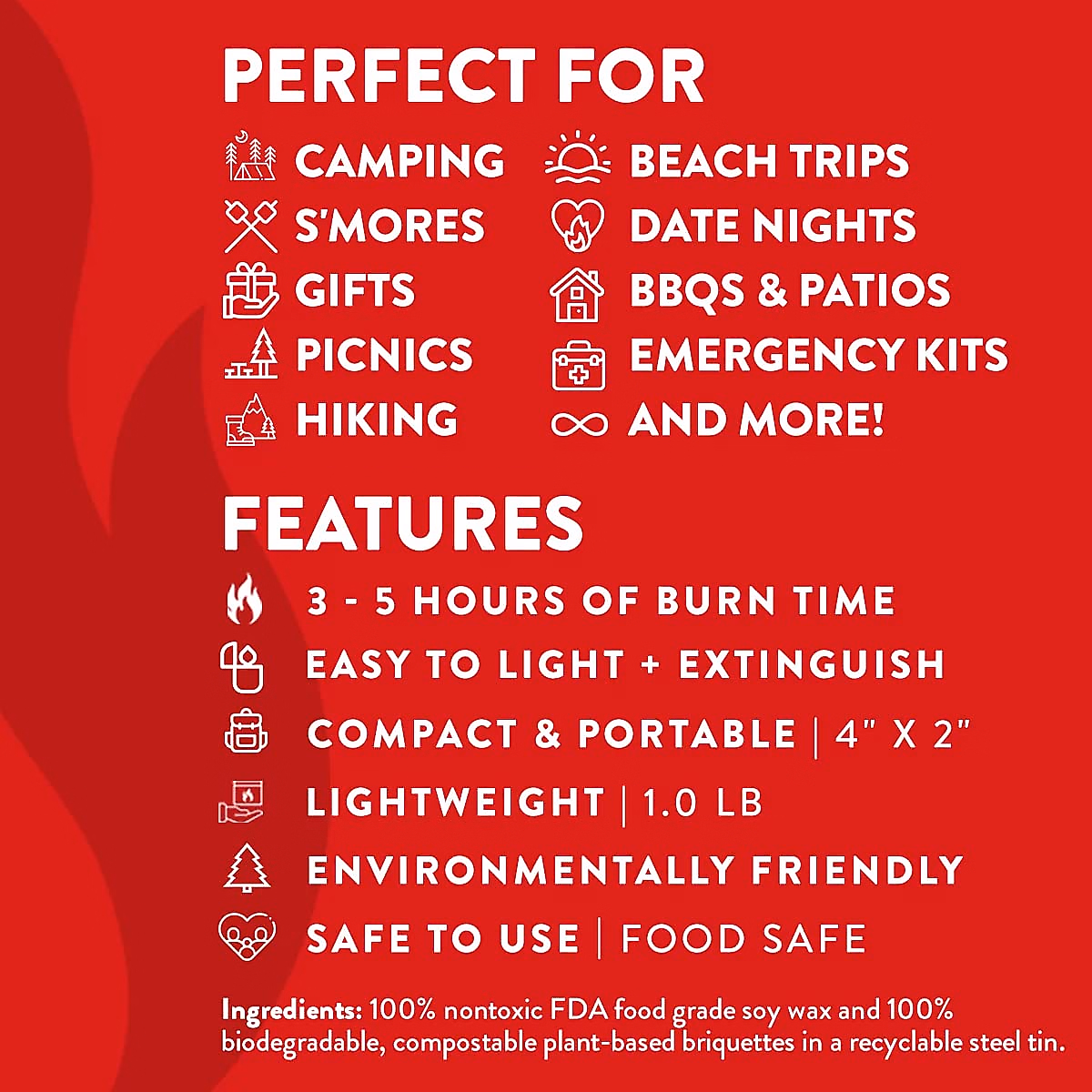 City Bonfires Portable Fire Pit - Mini Fire Pit, Table Top Firepit, No Wood, No Embers, 3-5 Hours of Burn Time - Food Safe for Smores - Lightweight, Emergency Heat, Camping Stove (2-Pack)