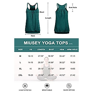 Miusey Yoga Tops for Women Loose Fit Womens Tank Tops Loose Fit Knit Sleeveless Bottom Banded Strappy Lightweight Active Tunic Tank Tops Green XX-Large