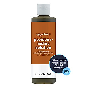 Amazon Basics 10% Povidone Iodine Solution First Aid Antiseptic, 8 Fluid Ounces, 1-Pack (Previously Solimo)