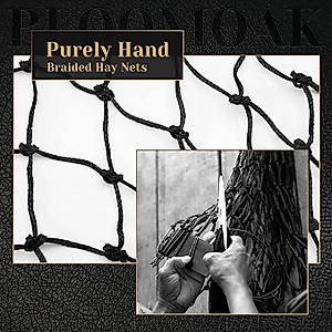 Bloomoak Slow Feed Hay Net for Horses, 40" Hay Bag with 2 inch Hole for Horse and Goat, Heavy Duty PE,Easy Fill with Rings…