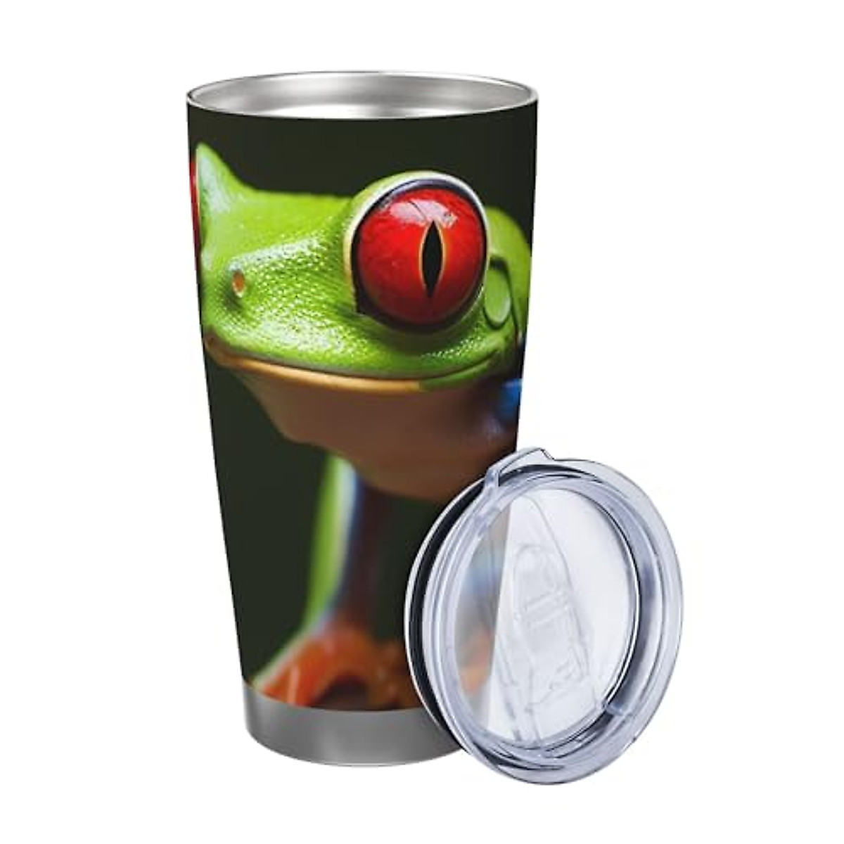 Red Eyes Tree Frogs Tumbler with Lid and Straw 20oz Stainless Steel Car Cup for Hot and Cold Drinks, Double Wall Insulated Travel Coffee Mug Reusable Drink Thermos Cup Birthday Gifts