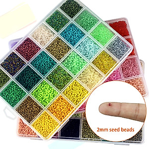 Ghguole 168 Colors 68000pcs 2mm Glass Seed Beads for Jewelry Making Kit, Small Beads Bracelet Making Kit, Tiny Beads Necklace Making Kit with Letter Evil Eye Beads & Charms Pendants, DIY, Art